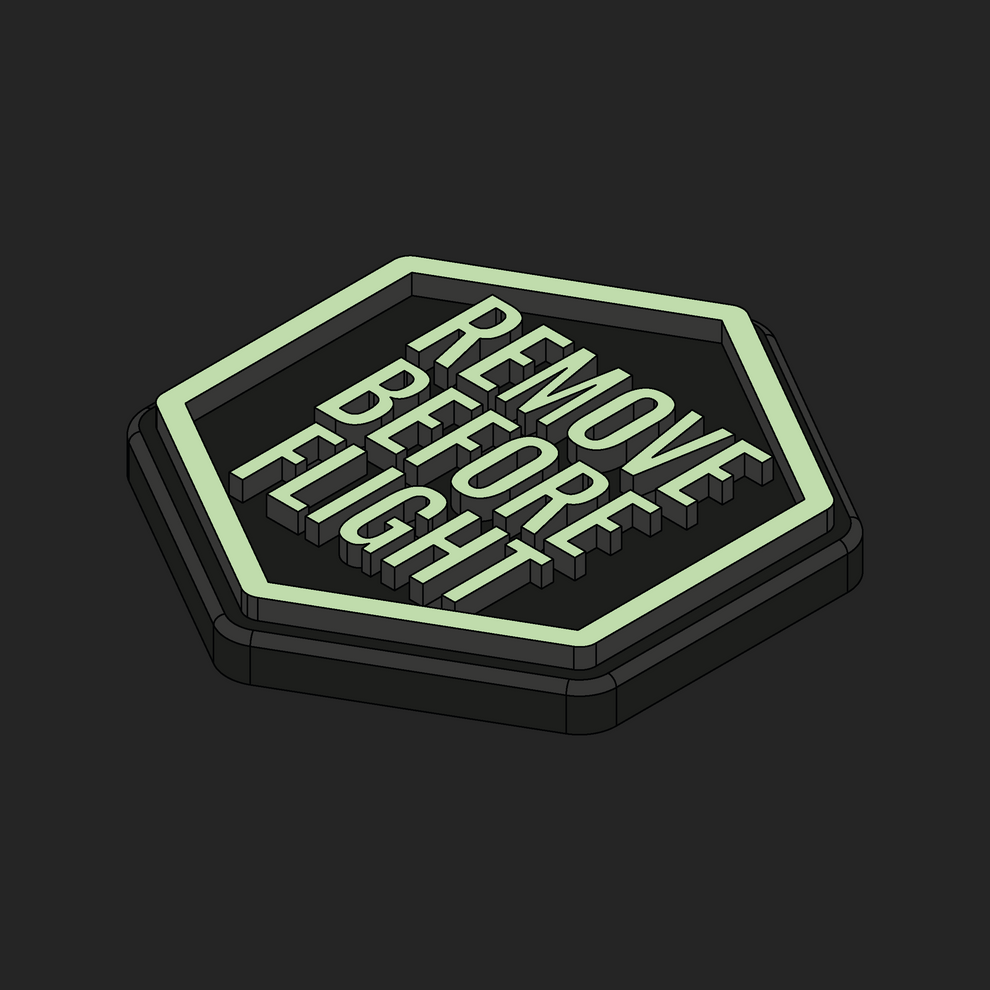 Glow In The Dark Remove Before Flight Hexagon Velcro Patch Hexapatch